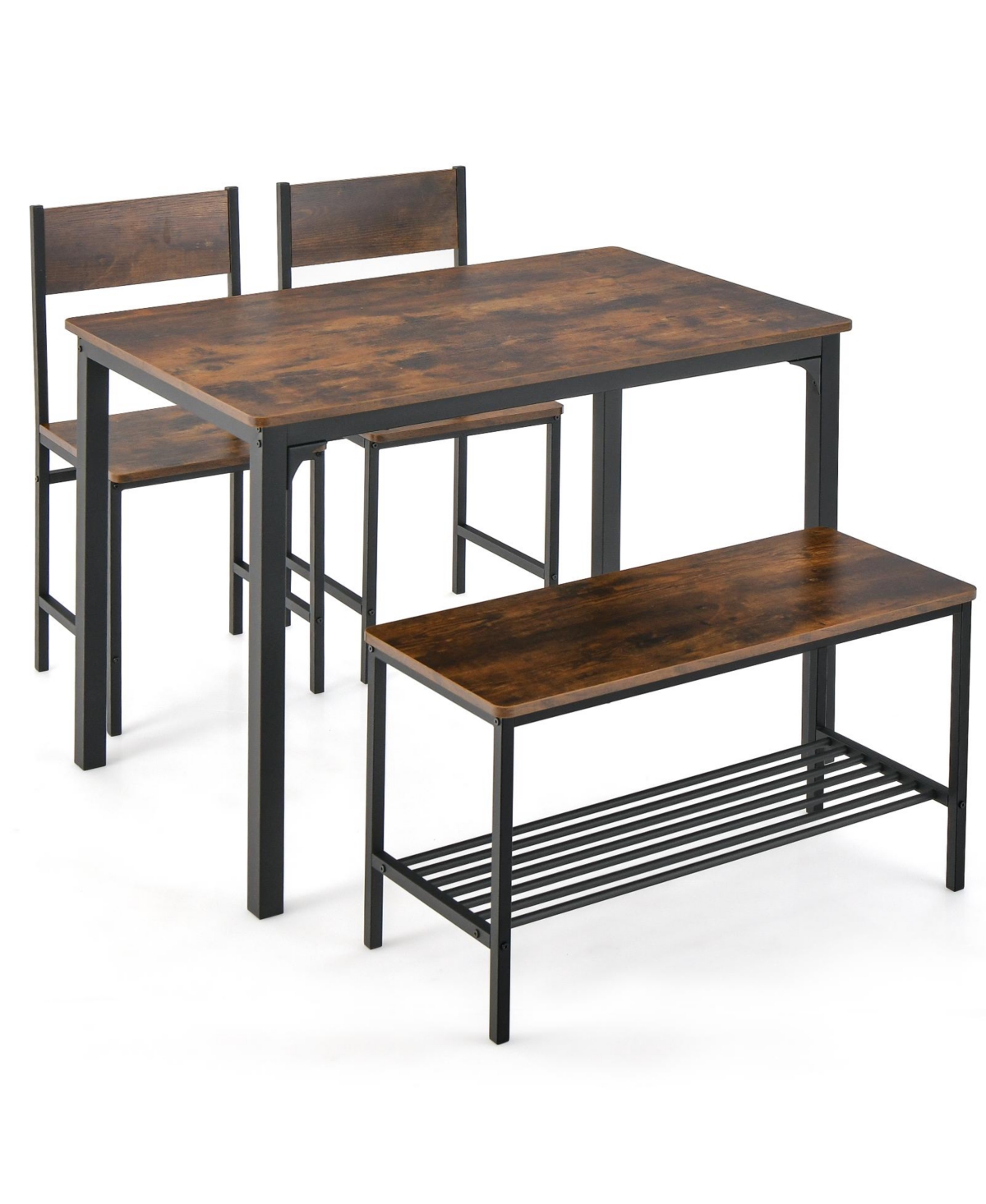 Click here for 4 Pieces Rustic Dining Table Set with 2 Chairs and... prices