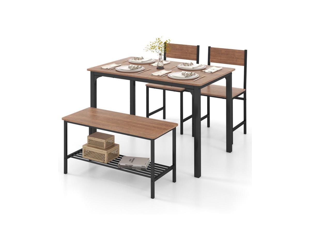 Click here for 4 Pieces Rustic Dining Table Set with 2 Chairs and... prices