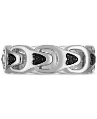 Bulova Marc Anthony Men's Black Diamond Chain Link Motif Ring (1/5 ct ...