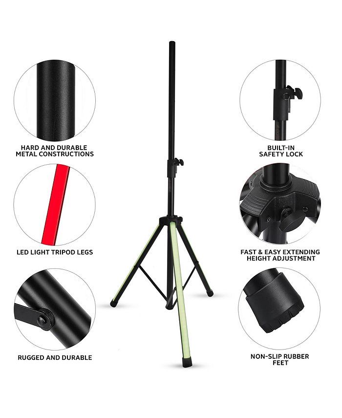 5 Core Speaker Stand Pair w RGB Tripod Heavy Duty Adjustable Up to 72 ...