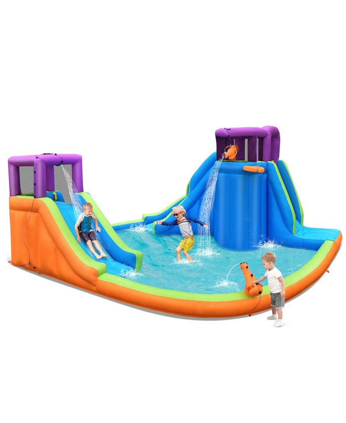 SUGIFT 6-in-1 Inflatable Dual Water Slide Bounce House Without Blower ...