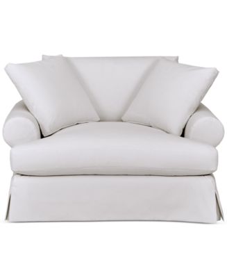 Brenalee 55" Roll Arm Performance Fabric Slipcover Chair and ½ with Two ...