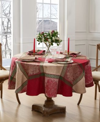Elrene Prestige Poinsettia Jacquard Round Tablecloth, 70" - Macy's
