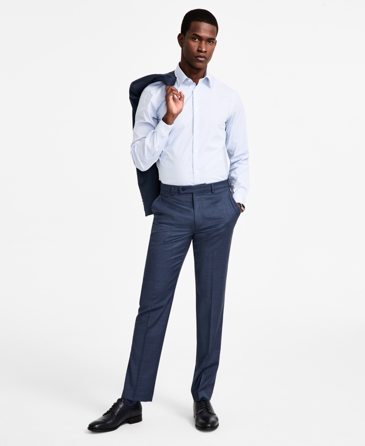 Click here for Calvin Klein Mens Slim-Fit Wool-Blend Stretch Suit... prices