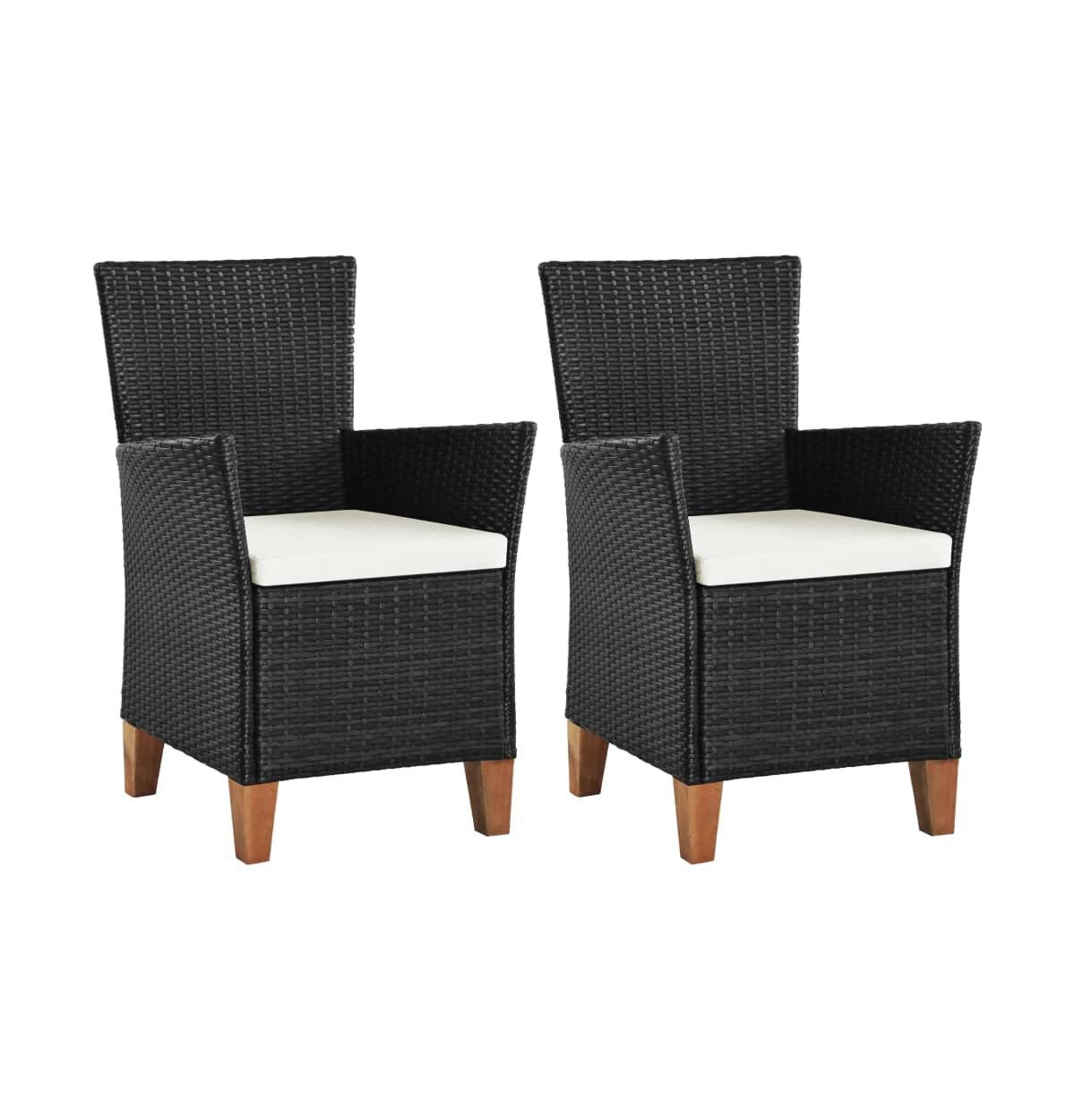Click here for Patio Chairs with Cushions 2 pcs Poly Rattan Black... prices