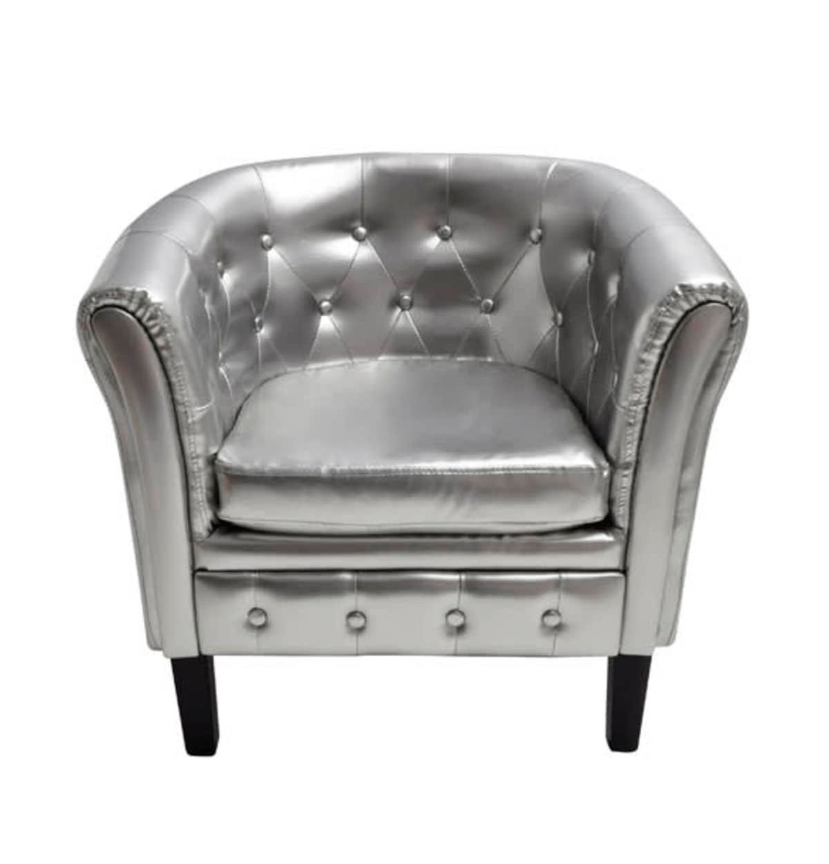 Click here for Tub Chair Silver Faux Leather - Silver prices