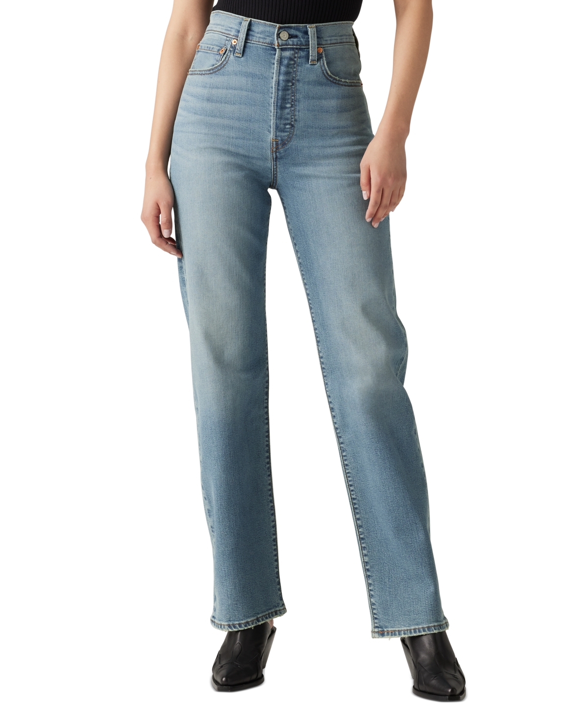 Click here for Levis Womens Ribcage High-Rise Straight-Leg Jeans... prices