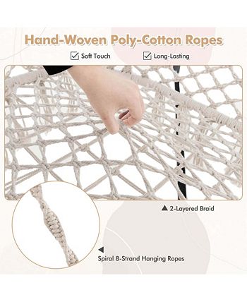 Costway Swing Chair Hand-Woven Rope Hanging Chair with Thick Cushion ...