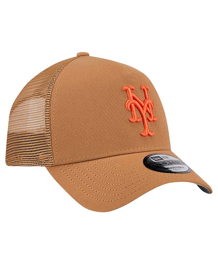 New Era Men's Brown New York Mets A-Frame Trucker 9FORTY Adjustable Hat ...