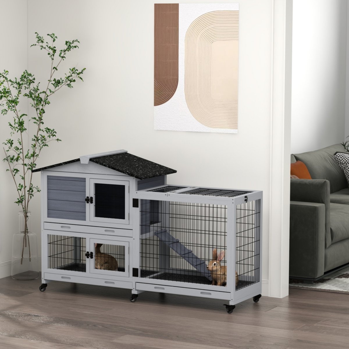 Click here for 2-Story Rabbit Hutch with Slide-Out Tray and Wheel... prices