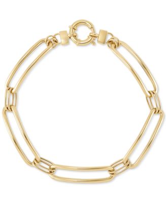 Polished Curved Paperclip Link Bracelet in 14k Gold - Macy's