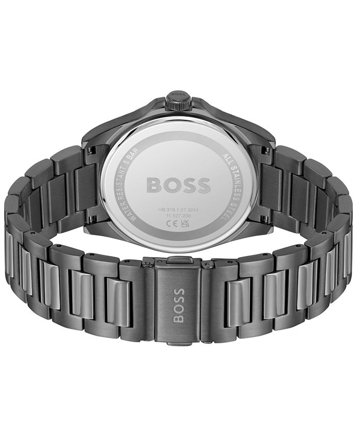 Hugo Boss Men's Strike Quartz Basic Calendar Ionic Plated Grey Steel ...