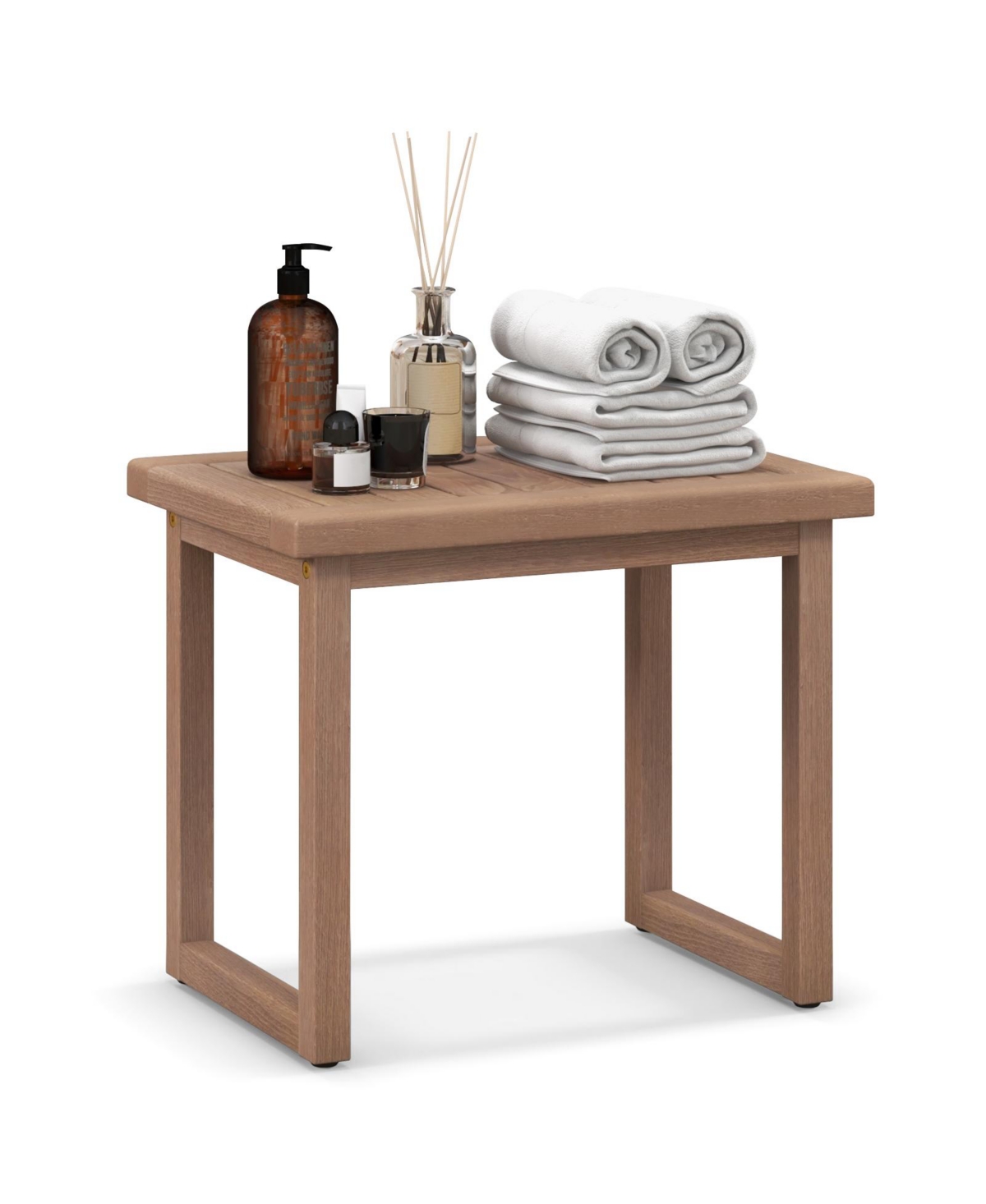 Click here for Long Natural Wood Bath Spa Stool with Non-slip Foo... prices