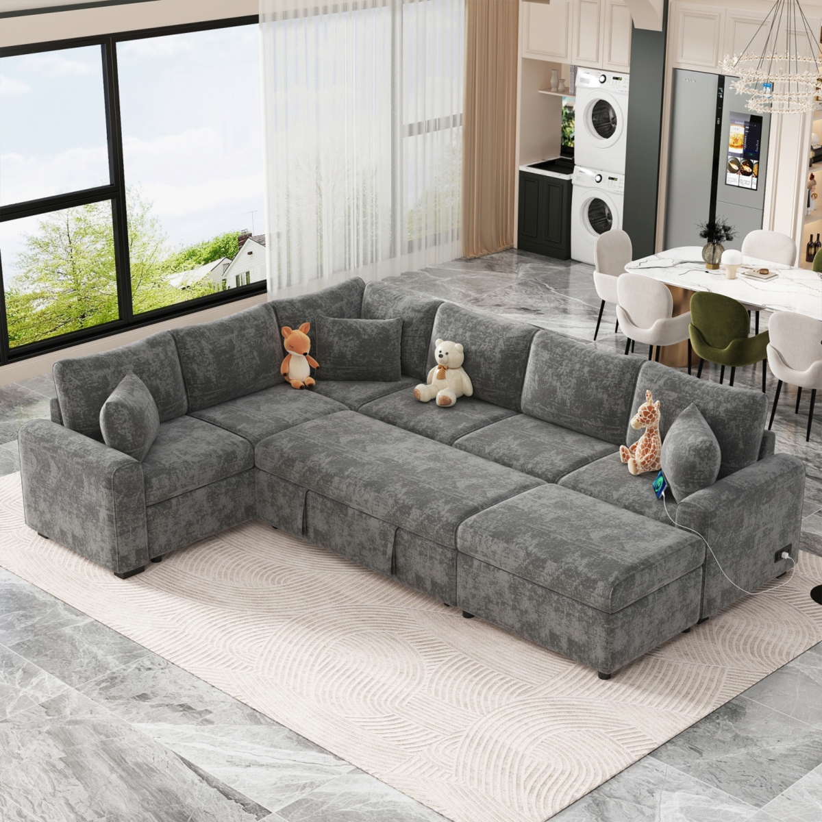 Click here for Streamdale Furniture 112 Sectional Pull-out Sofa w... prices