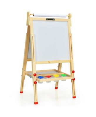 Kids Art Easel with Paper Roll Double-Sided Regulable Drawing Easel ...