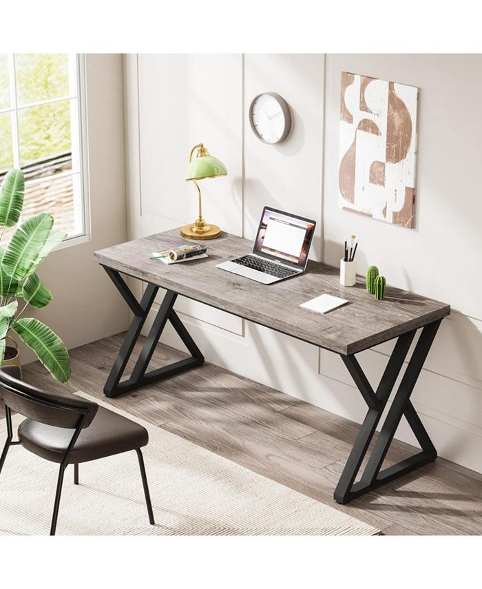 Tribesigns Writing Computer Desk, 55 inch Heavy Duty Study Desk with Z ...