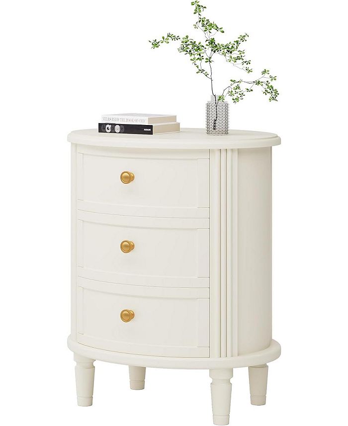 Tribesigns 3-Drawer Nightstands Set of 2, Off-White Bed Side Table for ...