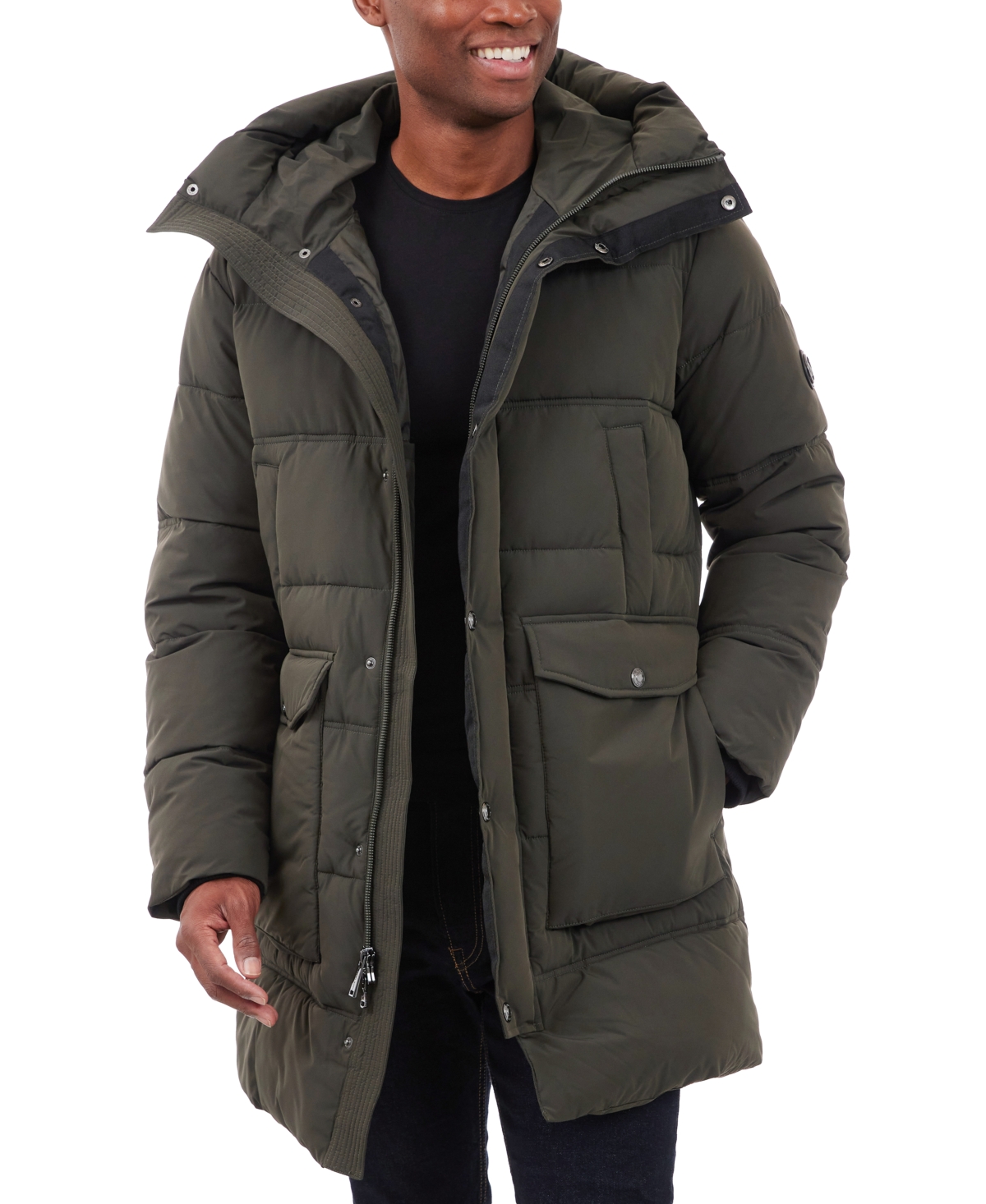 Michael Kors Men s Heavyweight Hooded Long Puffer Coat Olive Smart Closet