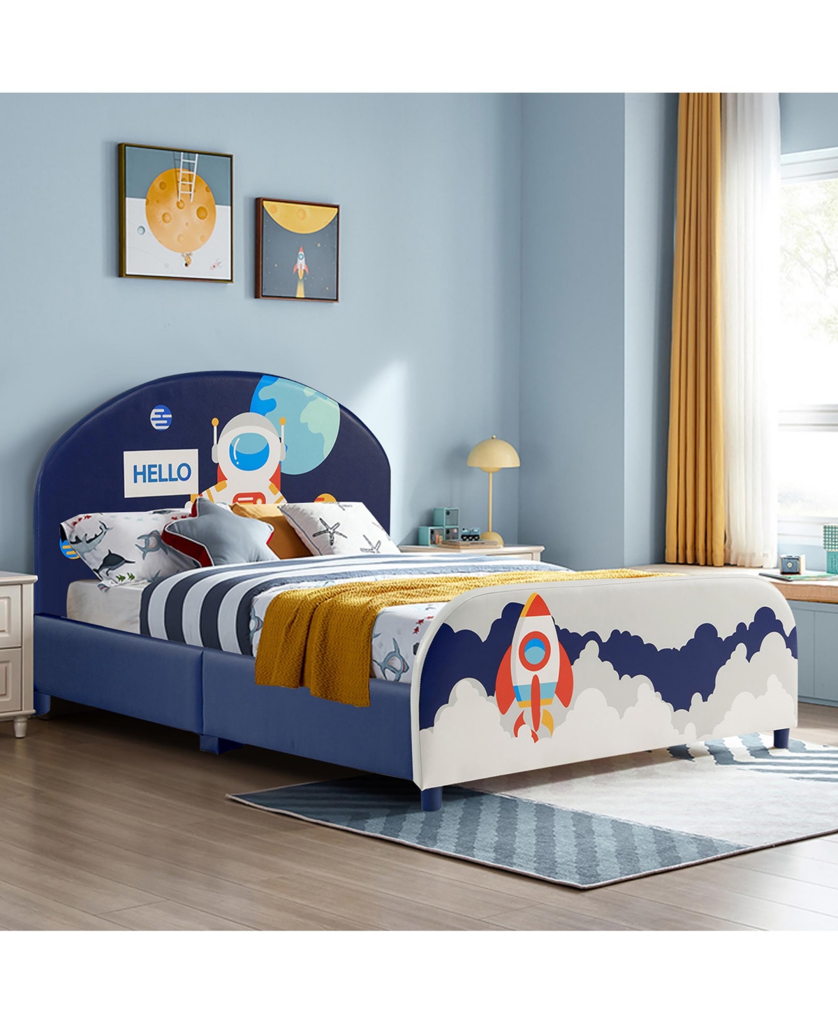 Click here for Kids Upholstered Platform Bed Children Twin Size W... prices