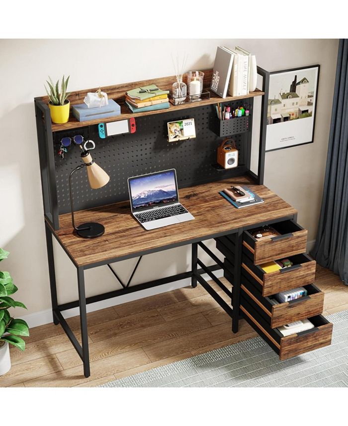Tribesigns Computer Desk with 4 Drawers, 47 Inches Home Office Desk ...