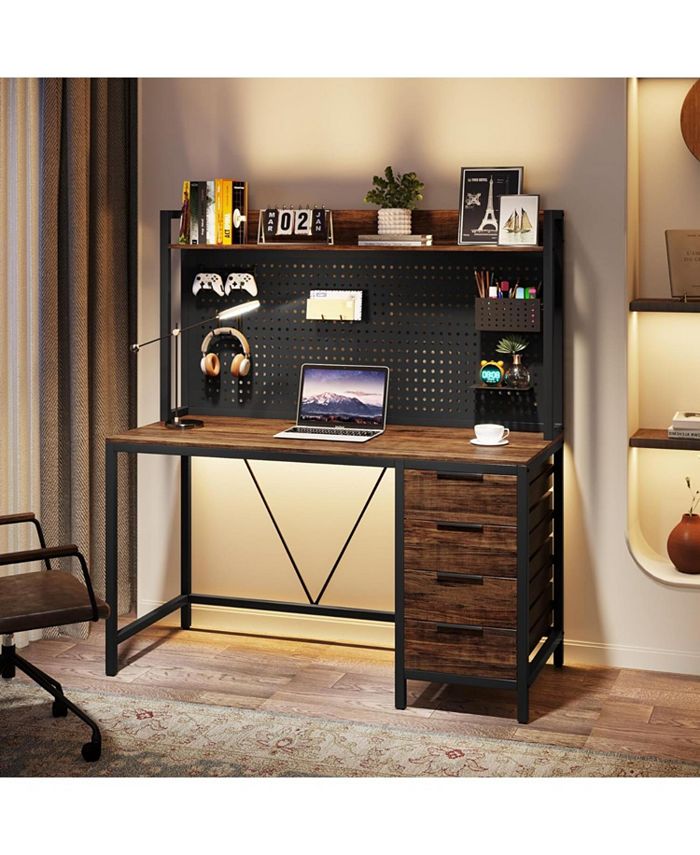Tribesigns Computer Desk with 4 Drawers, 47 Inches Home Office Desk ...