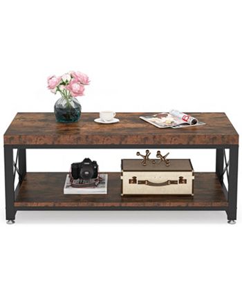 Tribesigns Industrial Coffee Table, 43 inch Cocktail Table with Storage ...