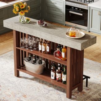 Tribesigns 63-Inch Large Home Bar Unit, Modern 2-Tier Bar Table with ...