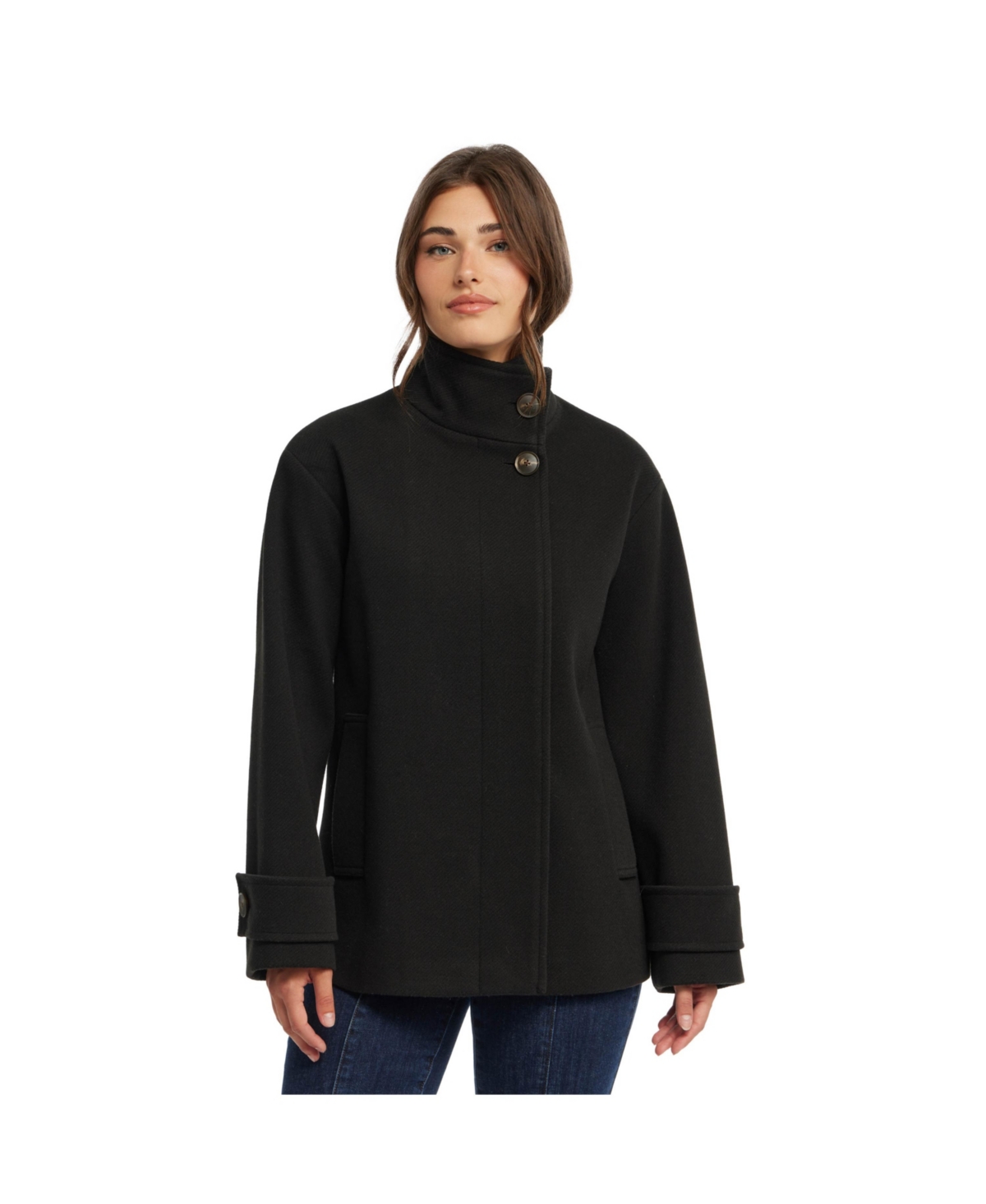 Click here for Ellen Tracy Womens Bold Twill Peacoat - Black prices