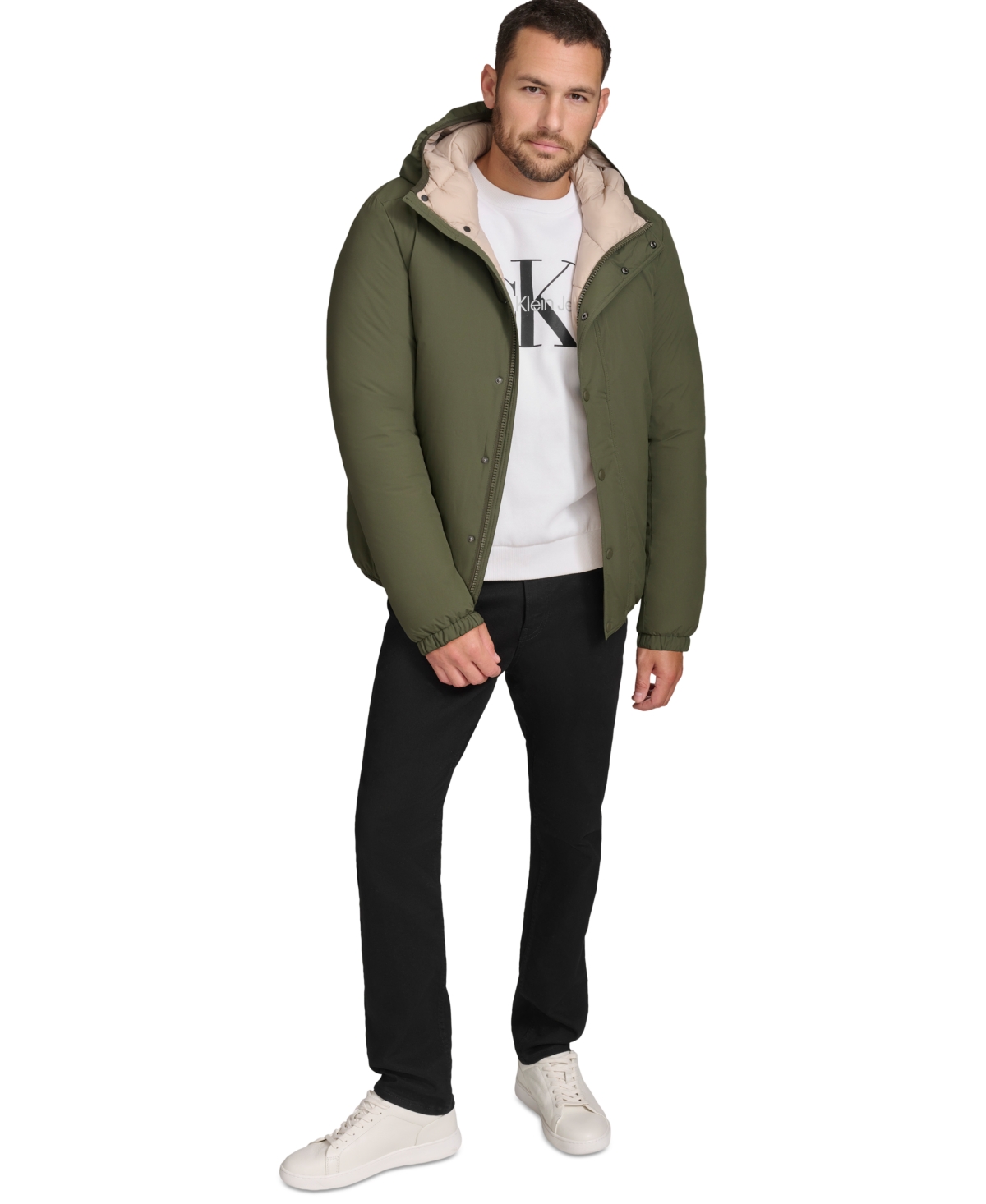 Click here for Calvin Klein Mens Ripstop Hooded Puffer Jacket - O... prices