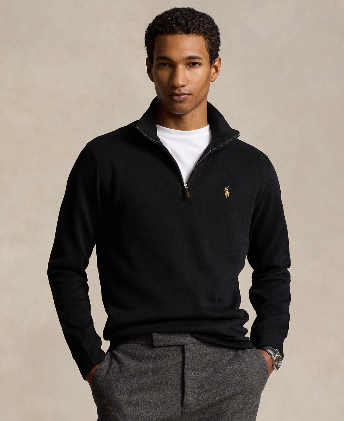 Click here for Polo Ralph Lauren Mens Estate-Rib Cotton Quarter-Z... prices