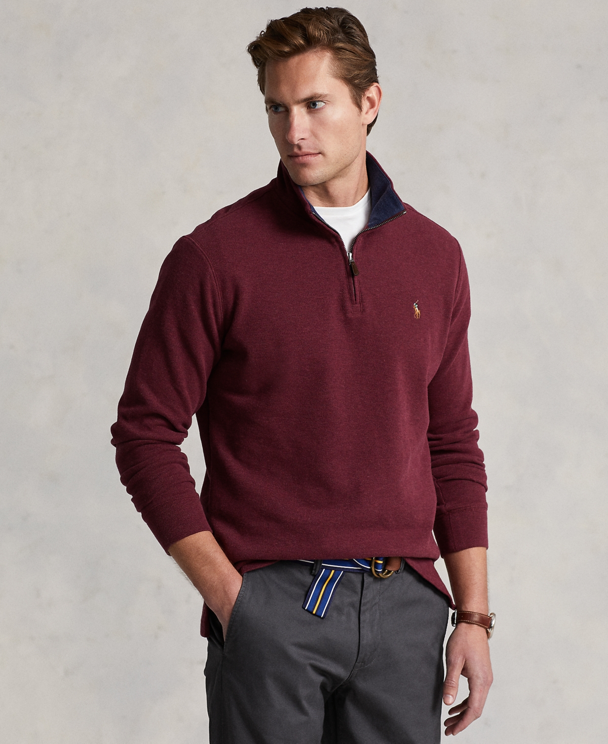 Click here for Polo Ralph Lauren Mens Estate-Rib Cotton Quarter-Z... prices
