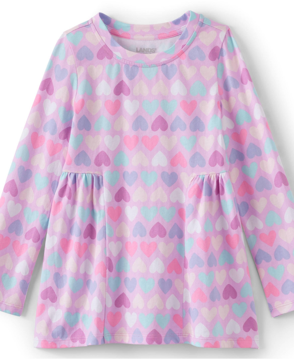 Click here for Lands End Girls Long Sleeve Tunic Top - Lilac mult... prices