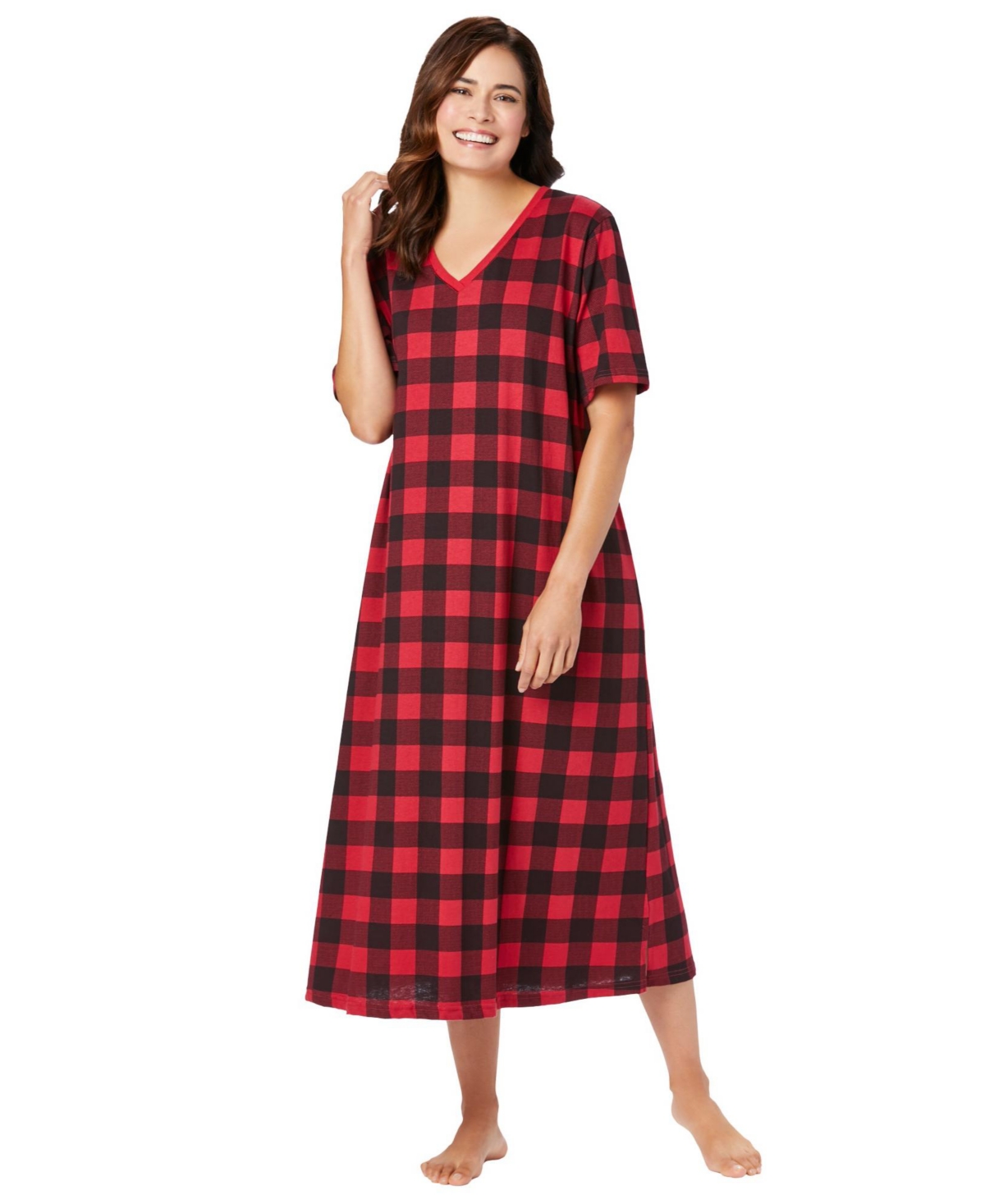 Click here for Dreams & Co. Womens Long Print Sleepshirt - Red bu... prices