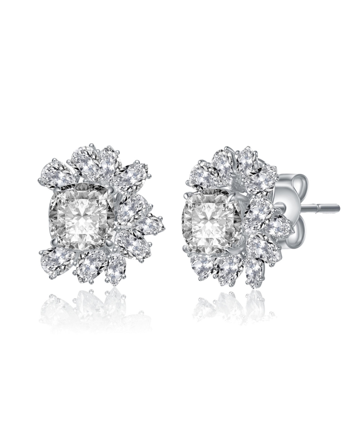 Click here for Sterling Silver 14k Gold Plated Cubic Zirconia Flo... prices