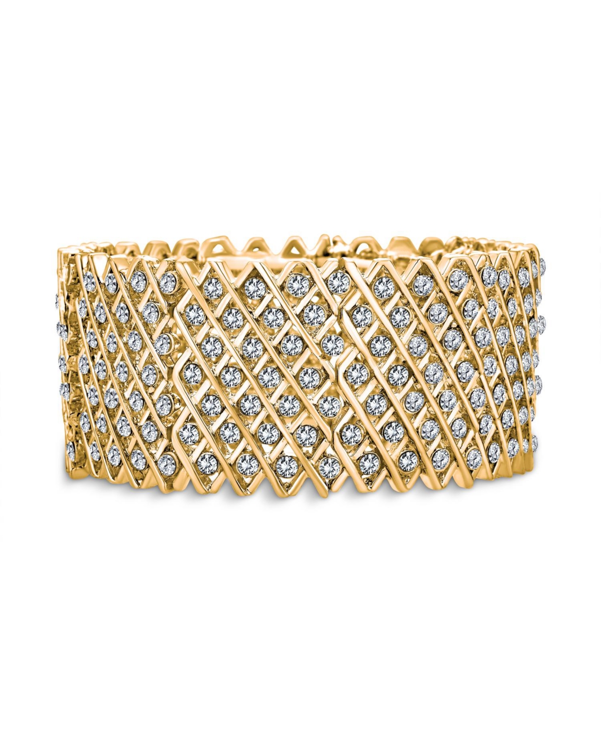 Click here for Bling Jewelry Wide Pink Rose Gold Plated White Cry... prices