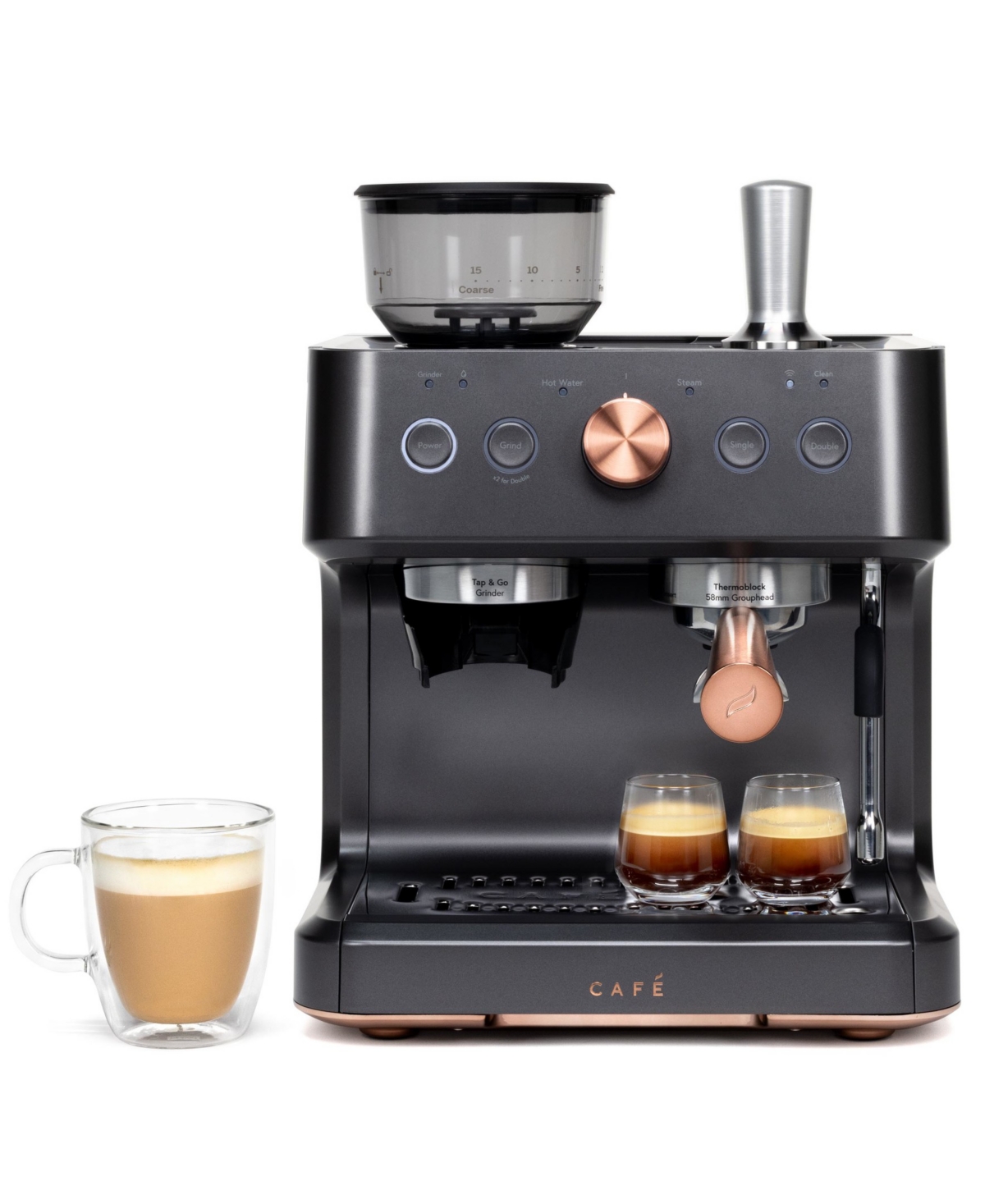 Cafe Bellissimo Semi-Automatic Espresso Machine & Frother - Matte Black