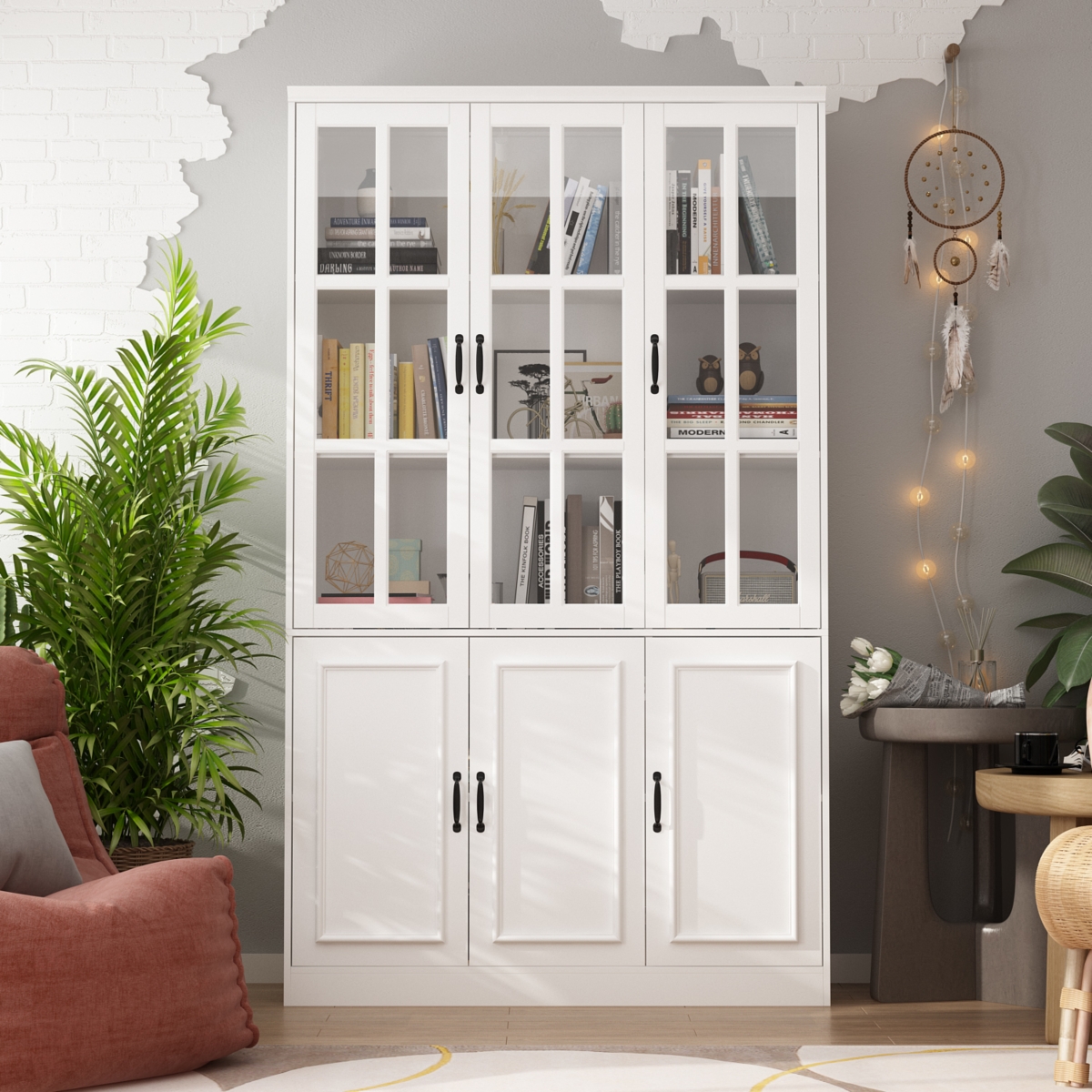Click here for White 10-Shelf Wood Standard Bookcase With Doors... prices