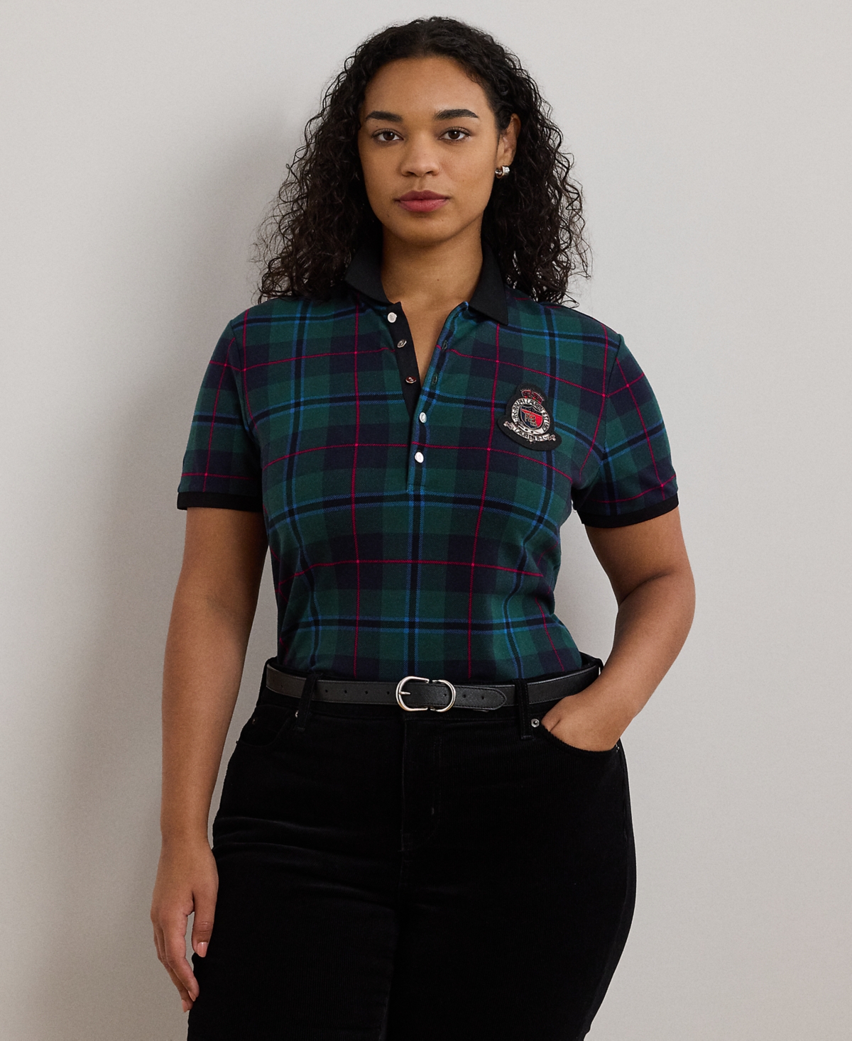 Ralph Lauren Plus Size Plaid Polo Shirt In Green | ModeSens