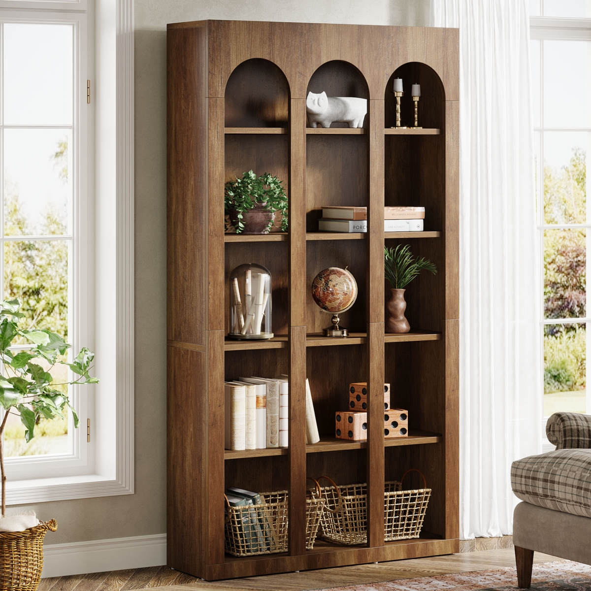 Click here for Tribesigns 5-Tier Farmhouse Tall Bookshelf  70.87-... prices