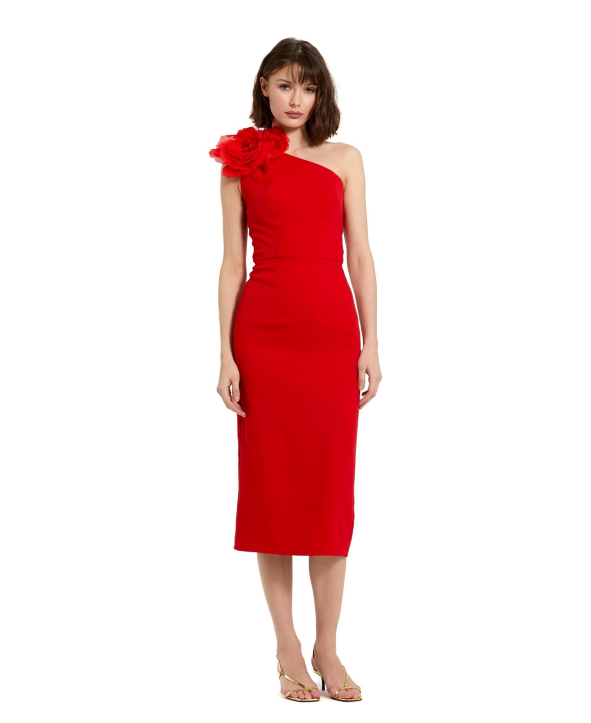 Click here for Mac Duggal Womens Crepe One Shoulder Flower Detail... prices