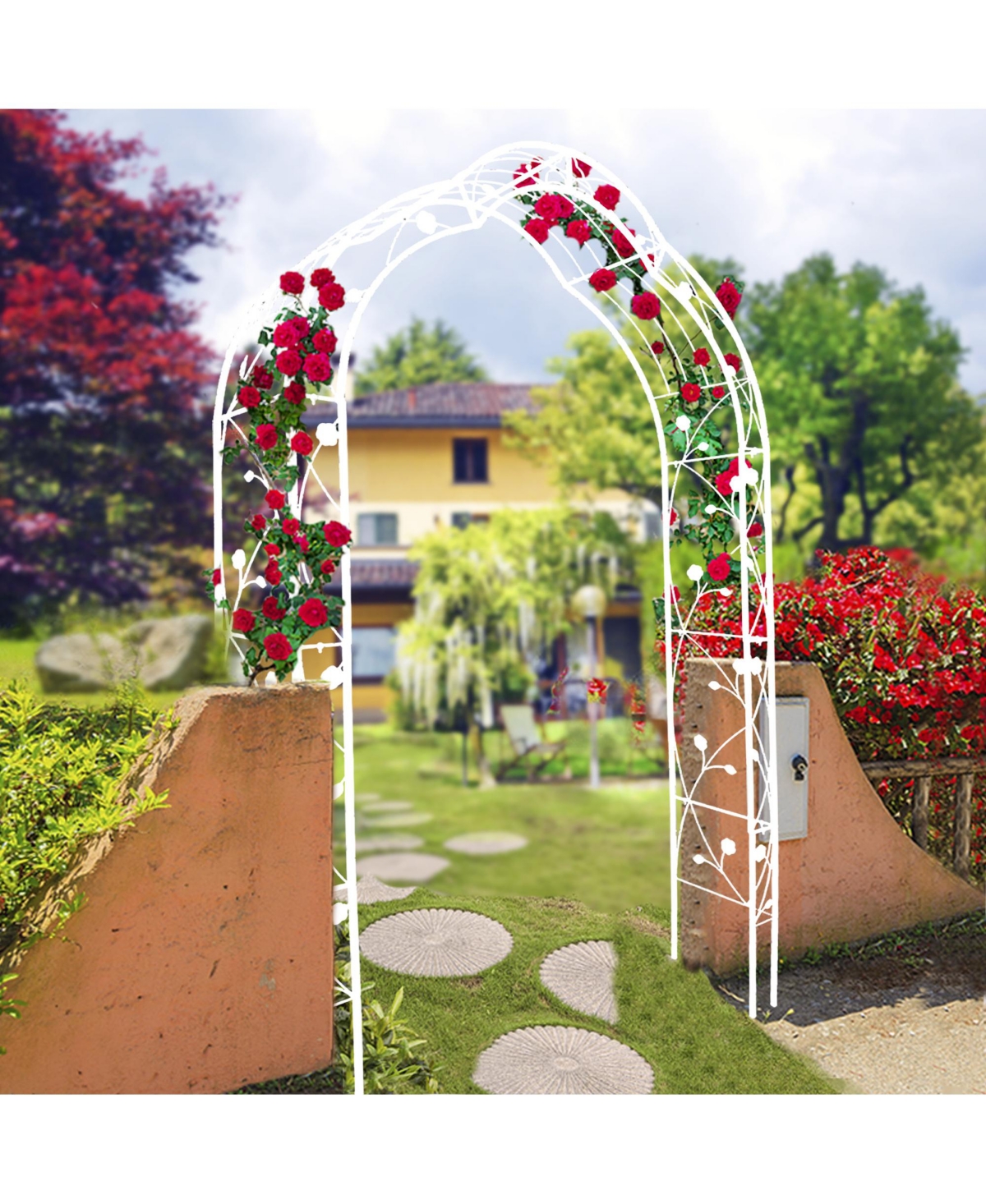 Click here for Slickblue Metal Garden Arch – Cream White... prices