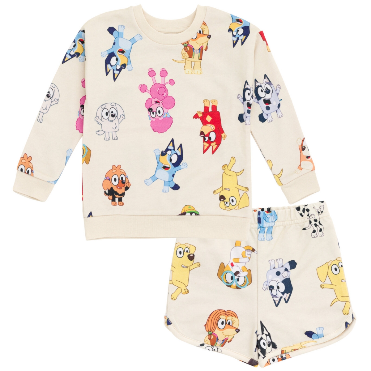 Click here for Bluey Girls French Terry Sweatshirt and Shorts - M... prices