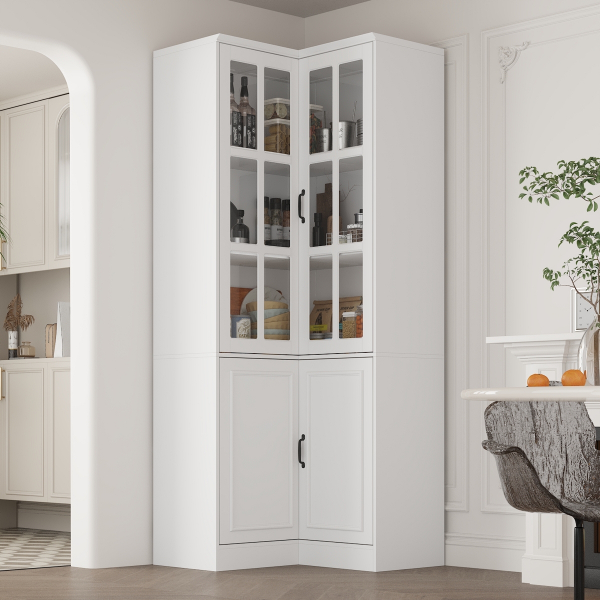 Click here for Famapy 5-Shelf White Wood Corner Standard Bookcase... prices
