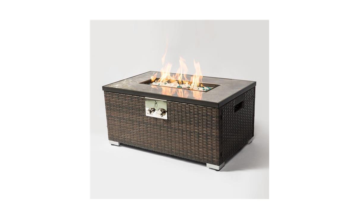 Click here for Slickblue Outdoor Propane Fire Pit Table: Rattan G... prices