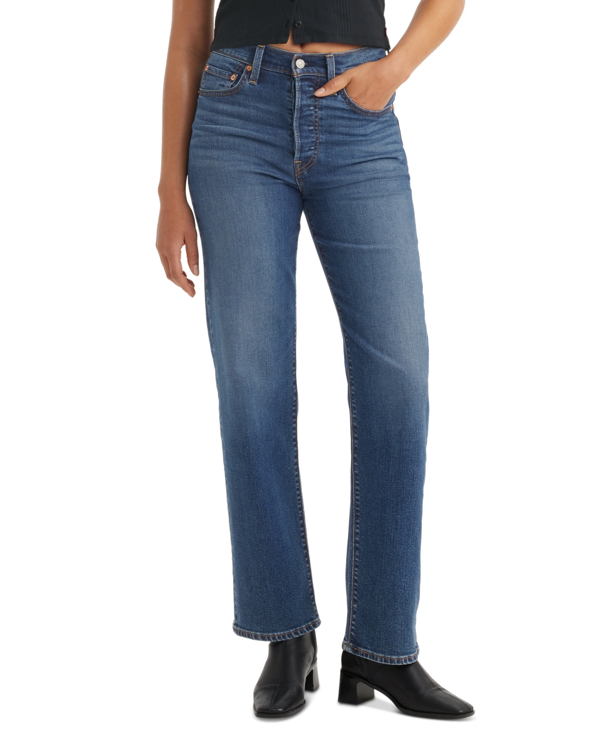 Click here for Levis Womens Ribcage High-Rise Straight-Leg Jeans... prices