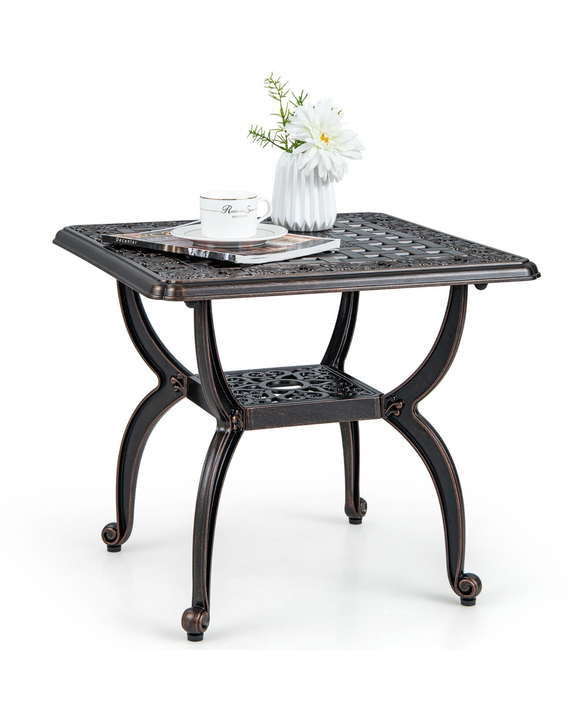 Click here for Gymax 21 Cast Aluminum Outdoor Side Table Patio Sq... prices