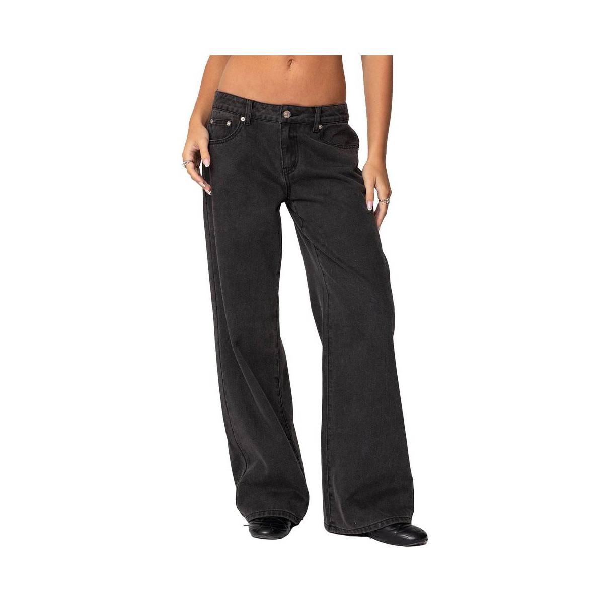 Click here for Womens Bow pocket relaxed jeans - Black-washed prices