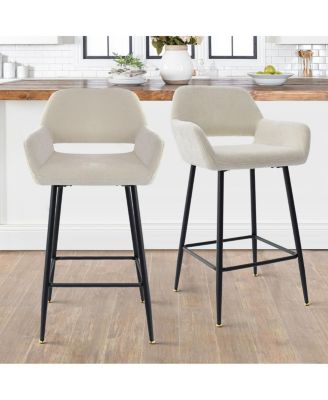 Maison Boucle 24" Counter Height Velvet Bar Stools Set of 2 with Back ...