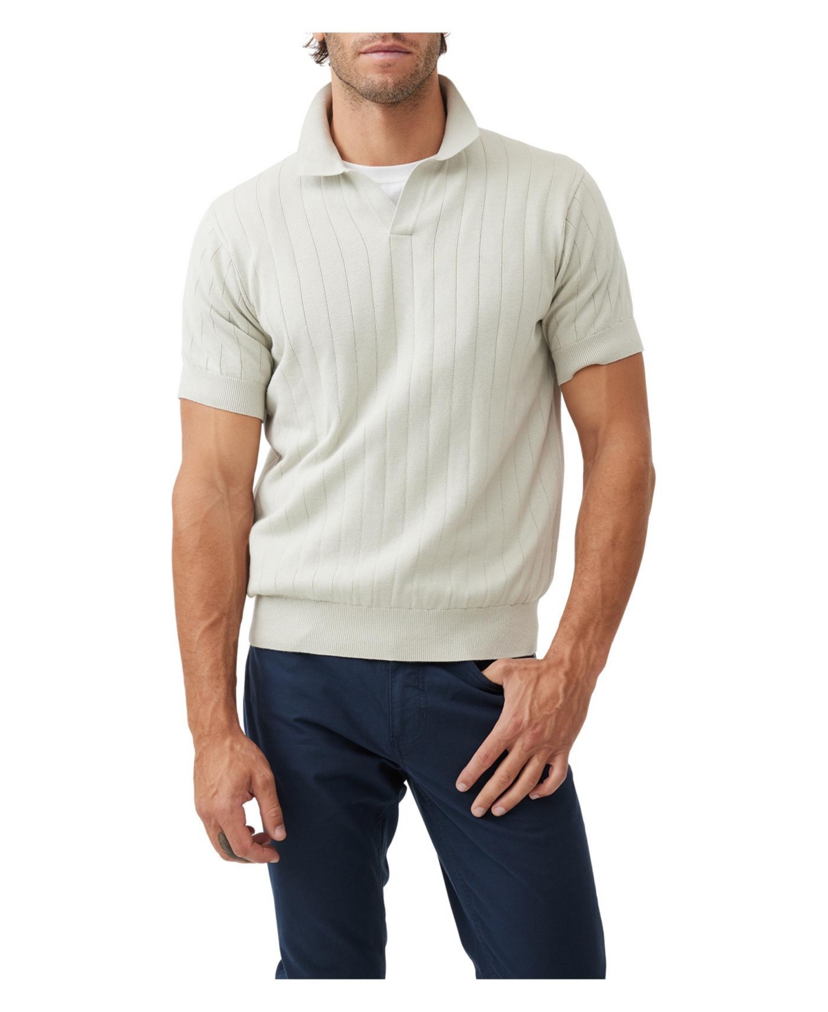 Click here for Rodd & Gunn Mens Freys Crescent Knit Polo - Stone... prices