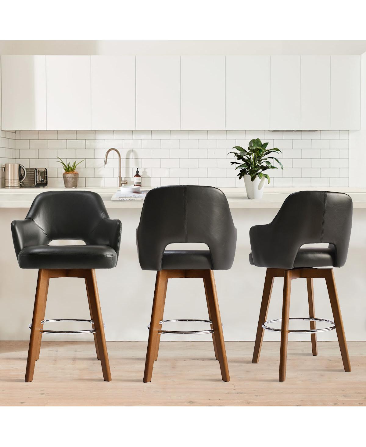 Click here for Set of 3 Swivel Faux Leather Counter Height Bar St... prices